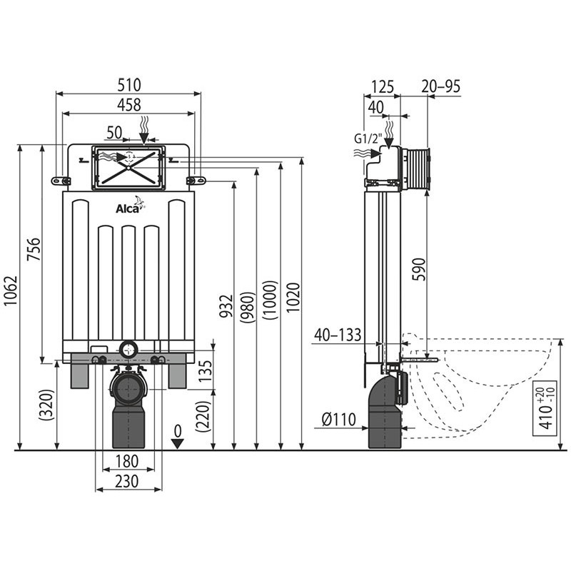 Pack mécanisme de chasse 100/1000 + Plaque AlcaM371 ALCA - COMAF
